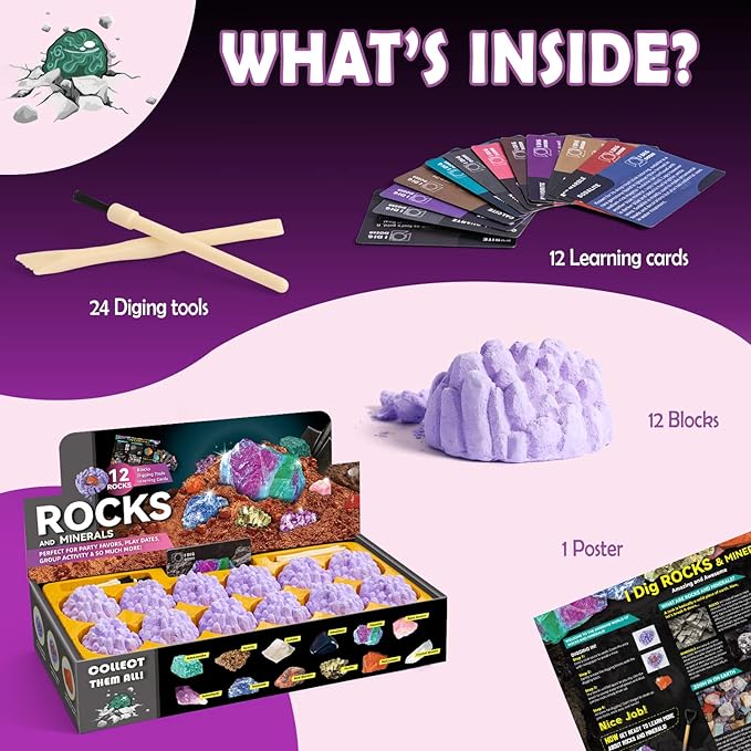 Mineral Mining Kit Rock Mining Kit Gem Dig Kit - Dig up 12 Rocks ...